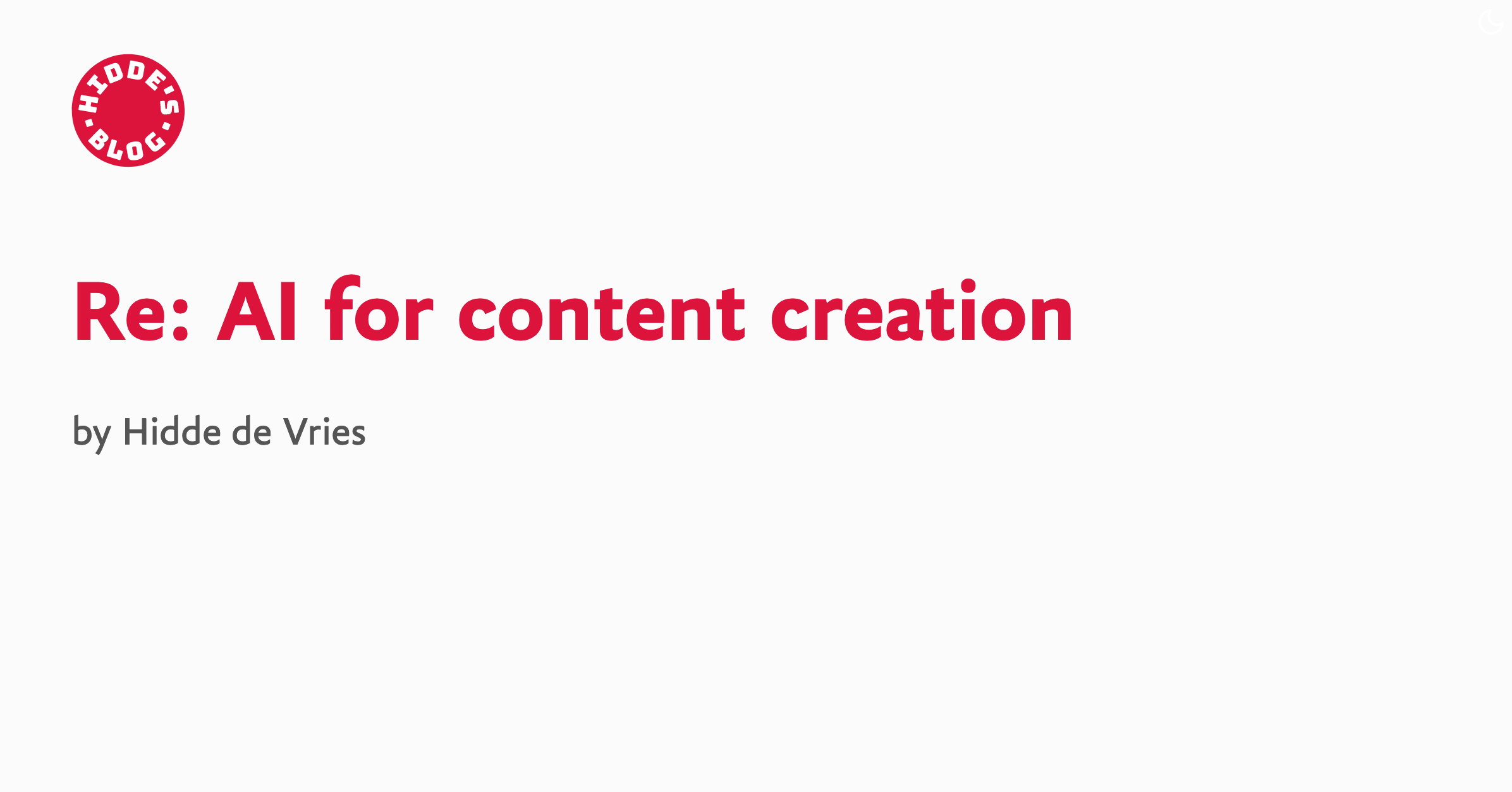 Re: AI for content creation | hidde.blog