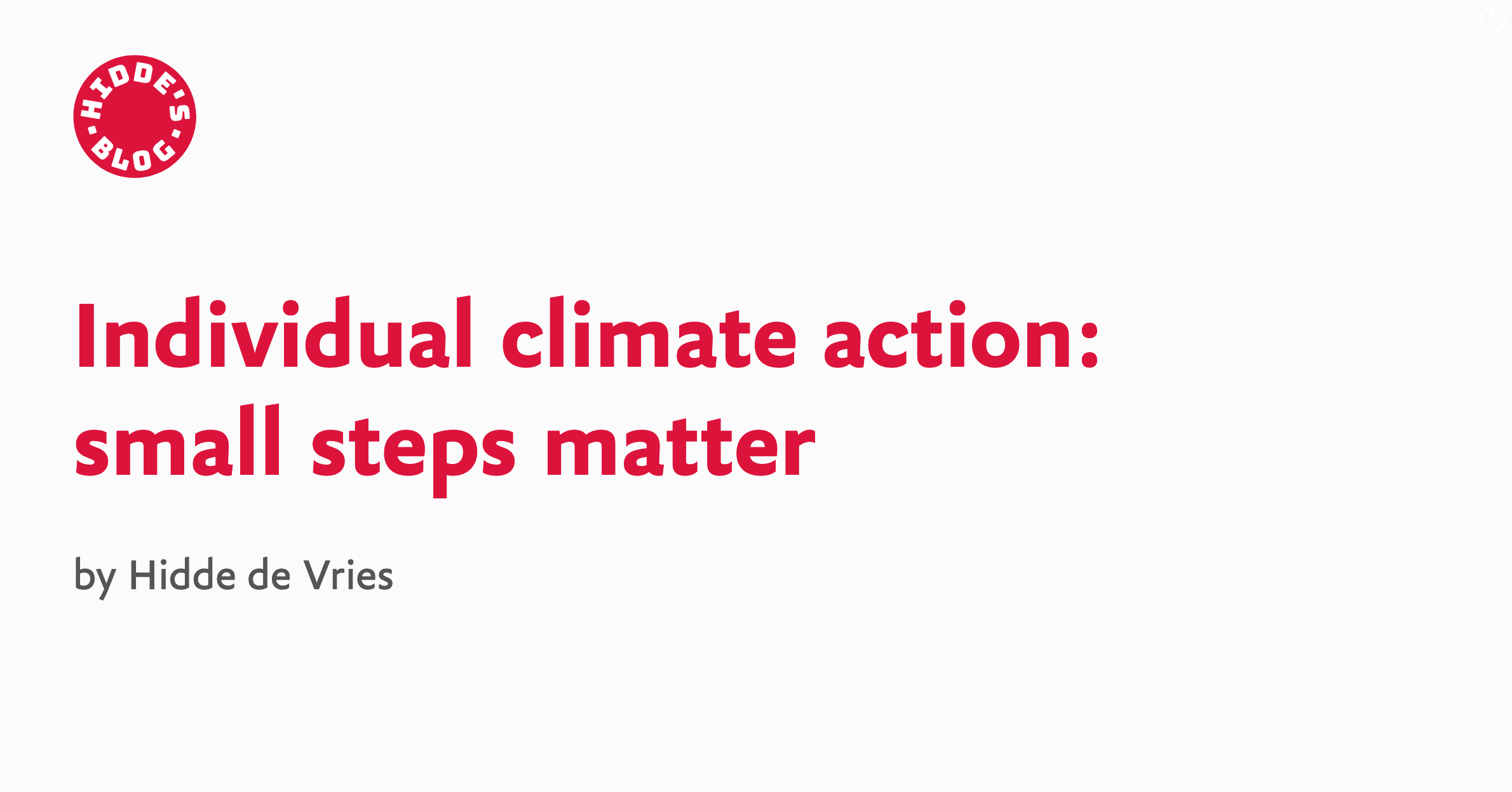 Individual climate action: small steps matter | hidde.blog